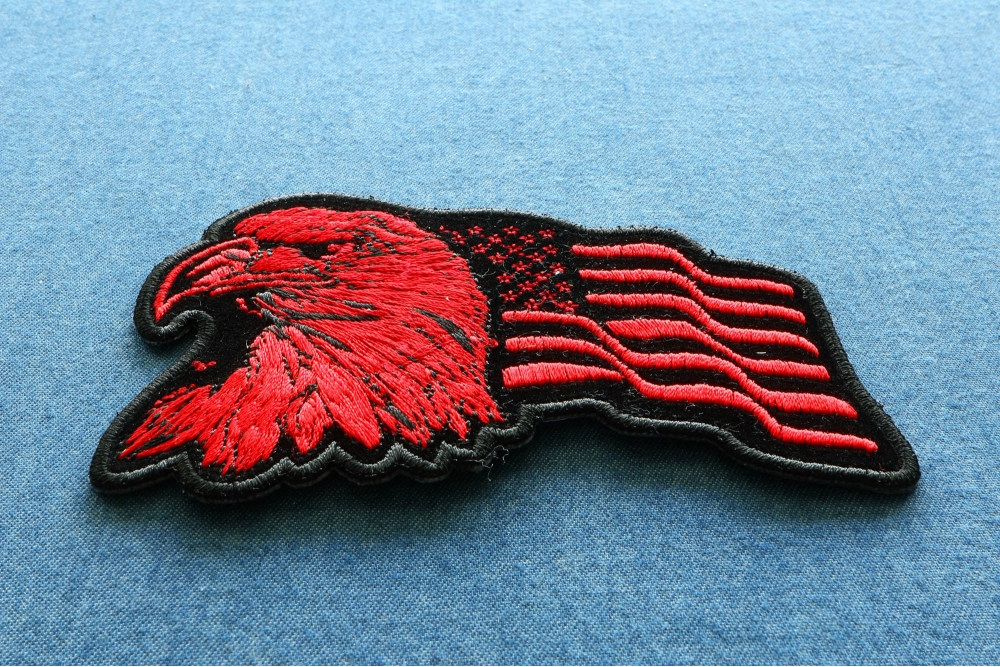 Eagle US Flag Facing Left Patch In Red | Embroidered Patches by Ivamis ...