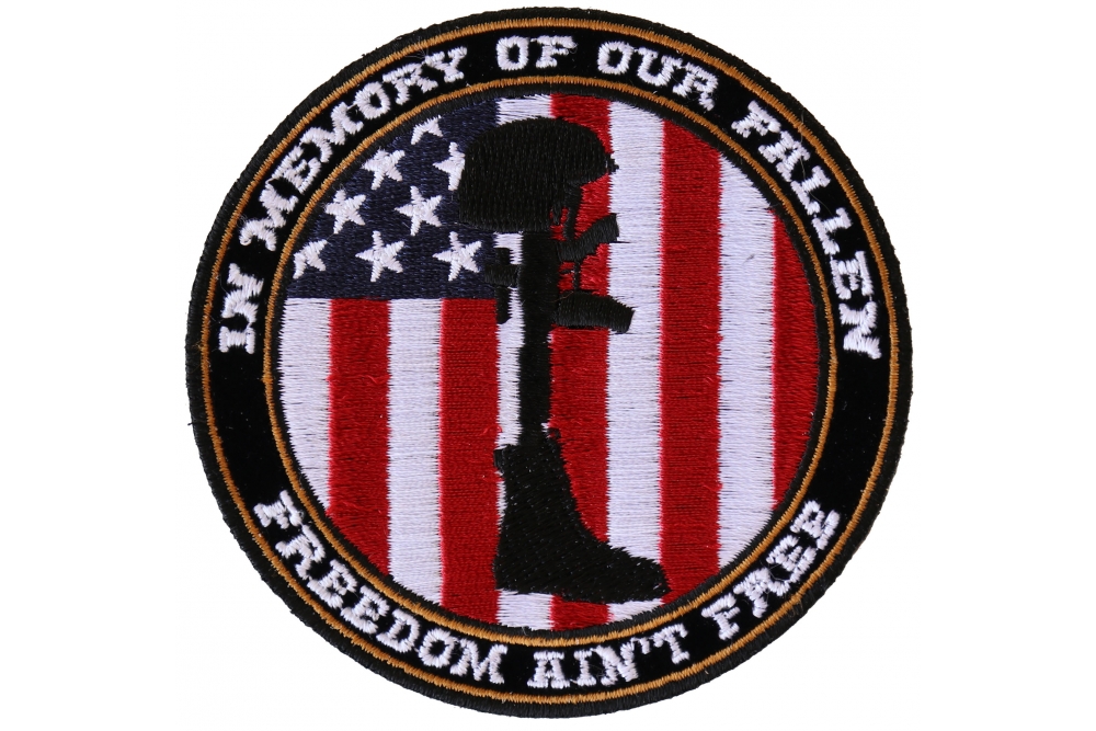 Freedom Ain't Free In Memory of Our Fallen Boot Rifle Helmet Patch by ...
