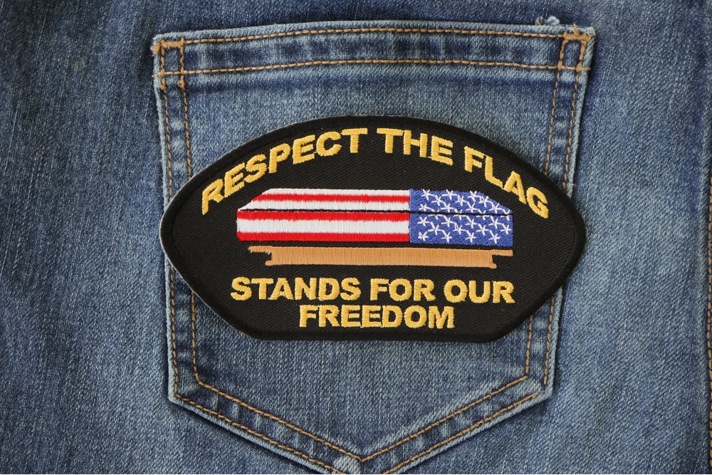 Respect Our Flag Patriotic Iron on Cap Patch - Iron on Patriotic ...