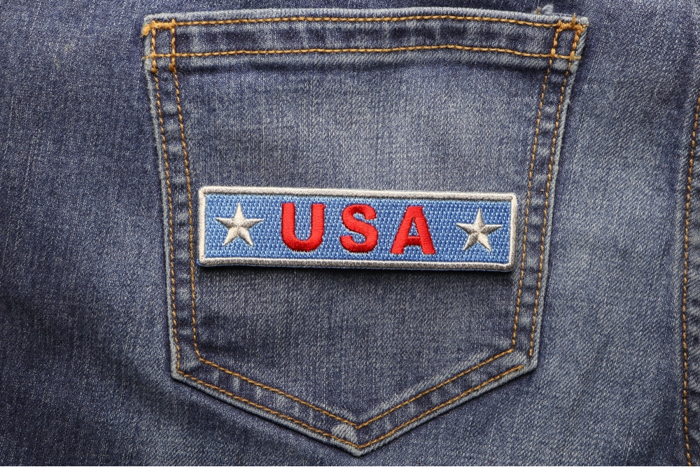 USA Light Blue Patch shown on jeans