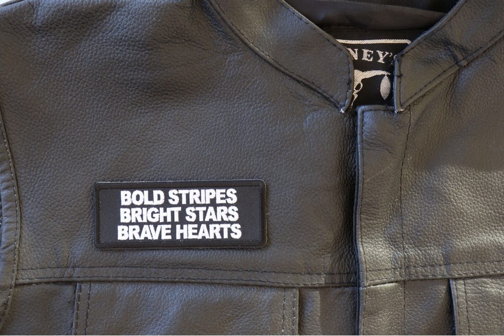 Bold Stripes Bright Stars Brave Hearts Patch - 4x1.5 inch - Embroidered ...