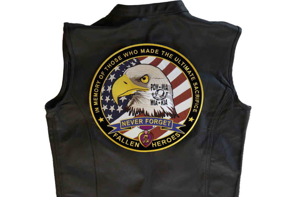 Large Fallen Heroes POW MIA WIA KIA Patch for Back of Leather Vests by ...