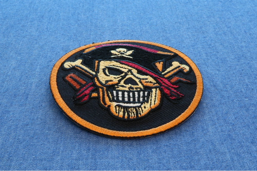 Pirate Skull with Cross Bones Patch, Skull Patches by Ivamis Patches