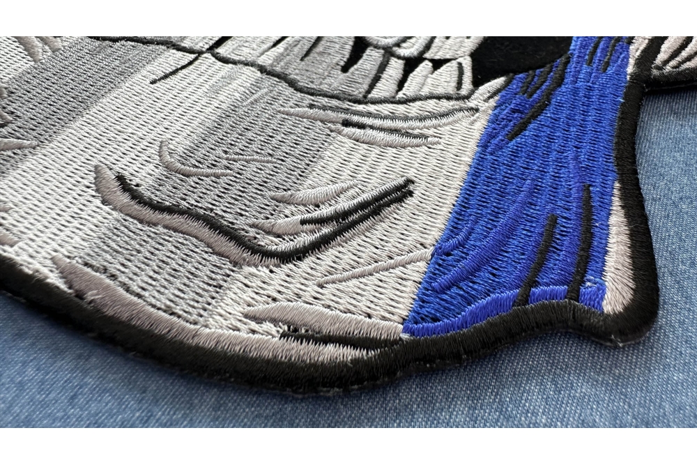 American Flag Blue Stripe Skull Patch, Large Skull Patches for Biker ...