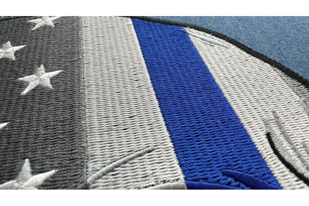 Large American Flag Blue Line Skull Patch for Back of Biker Vests by ...