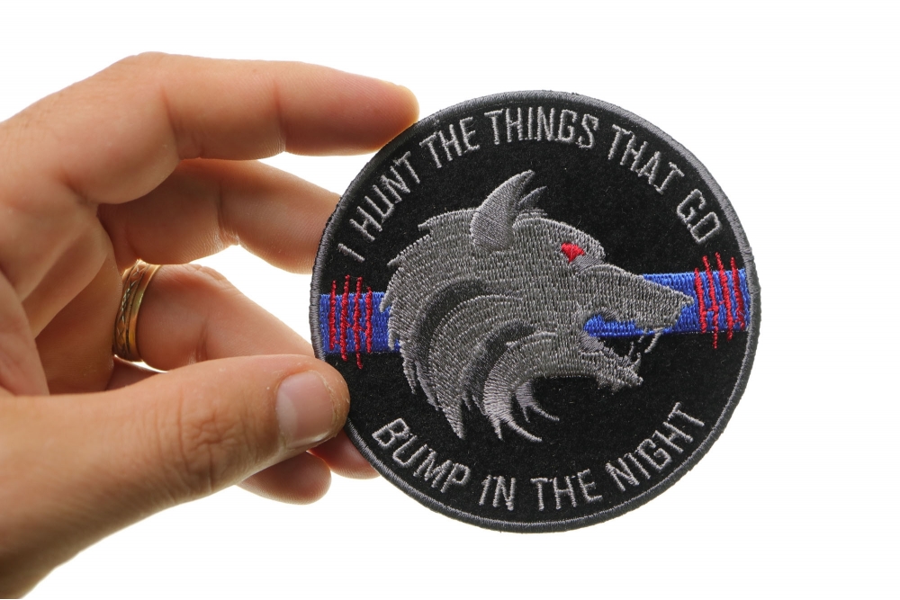 Thin Blue Line Bump In The Night Wolf Patch | Embroidered Patches by ...