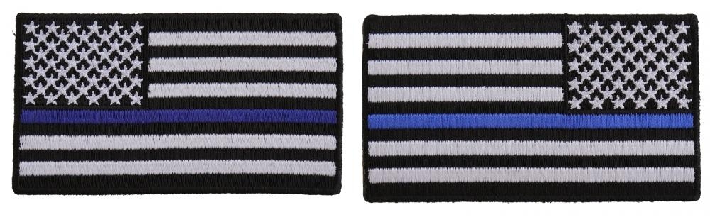 Thin Blue Line Left and Right American Flag Patch Set | Embroidered Patches by Ivamis Patches