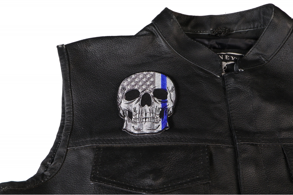 Blue Stripe American Flag Skull Police Patch, Skull Patches by Ivamis ...