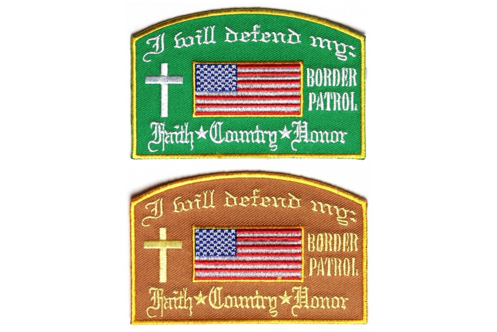 BORDER PATROL Patches Set Of 2 Brown or Green by Ivamis Patches