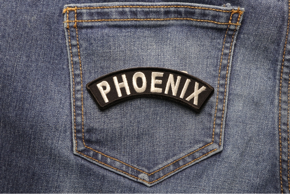 Phoenix Patch shown on jeans