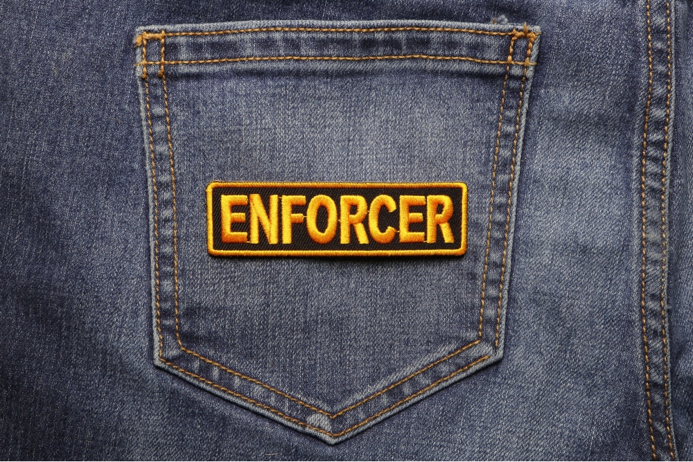 Enforcer Patch 3.5 Inch Yellow shown on jeans