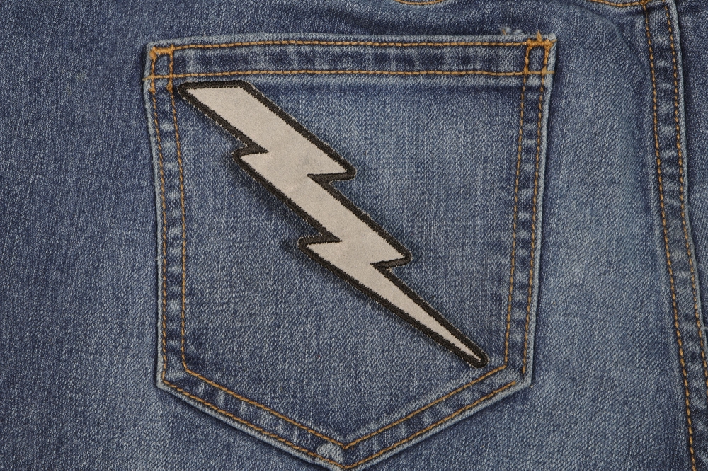 Reflective Lightning Bolt Right Patch, Embroidered Iron On Patch ...