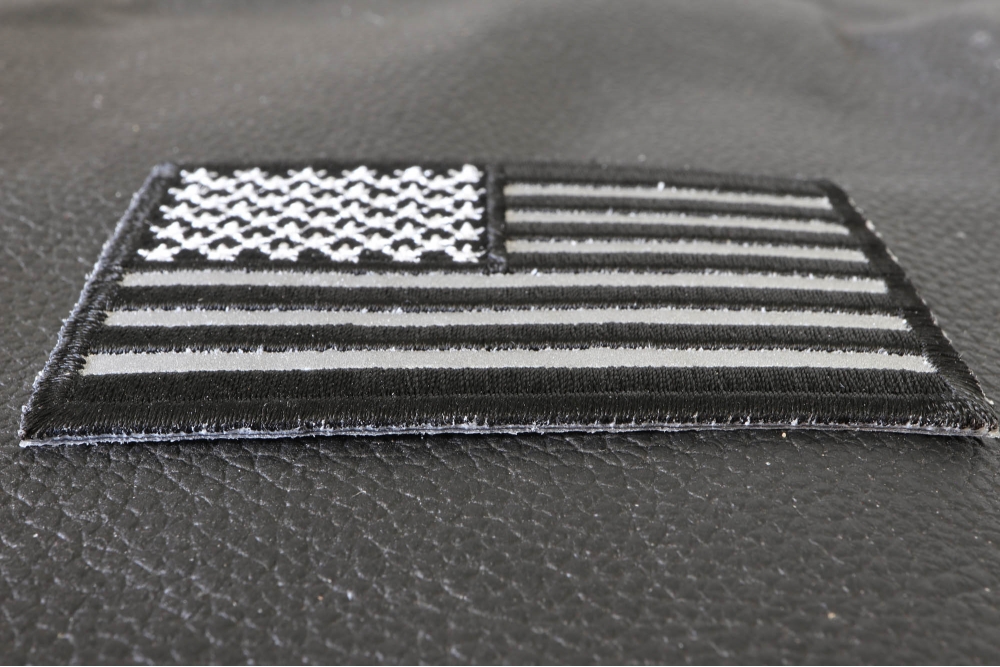 Black White and Reflective American Flag Patch | Embroidered Patches by ...