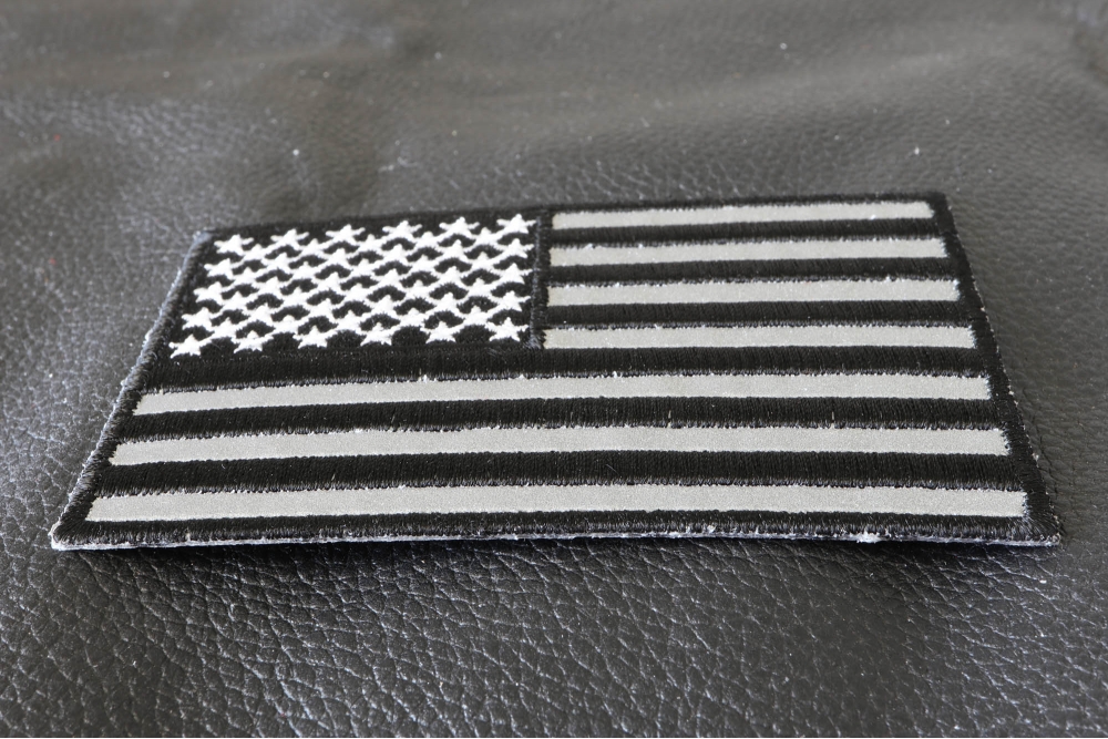 American Flag Black and Reflective 4 Inch Patch | Embroidered Patches ...