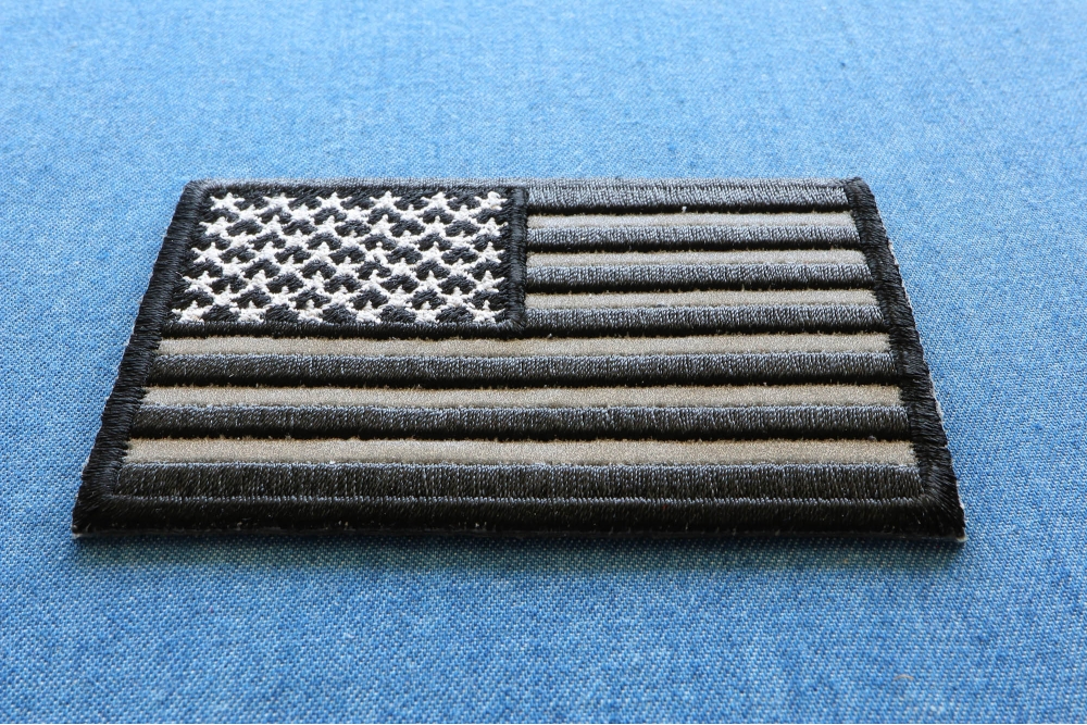 Black White and Reflective American Flag Patch | Embroidered Patches by ...