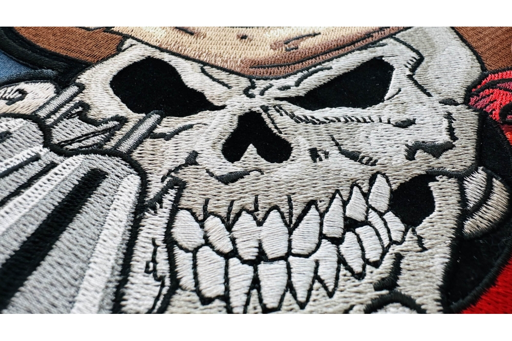 Cowboy Hat Skull and Shotgun Patch, Large Skull Patches for Biker ...