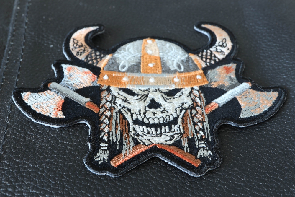 Viking Skull With Axes and Horn Helmet Small Patch by Ivamis Patches