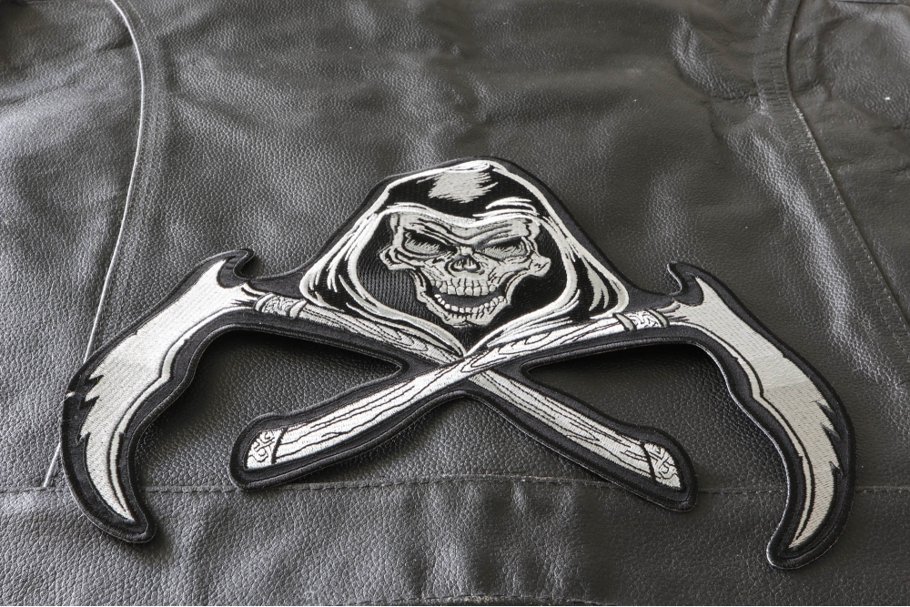 Reaper and Scythes Patch, Large Skull Patches for Biker Jackets by ...