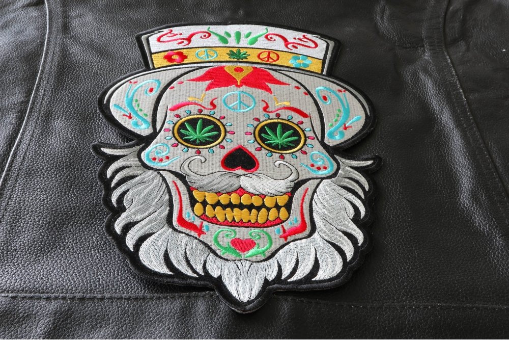 Bearded Sugar Skull Patch, Large Skull Patches by Ivamis Patches