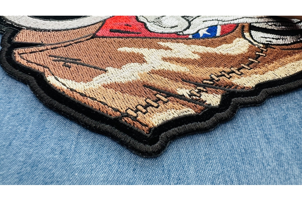 Large Rebel Cowboy Skull Patch for Motorcycle Jackets by Ivamis Patches