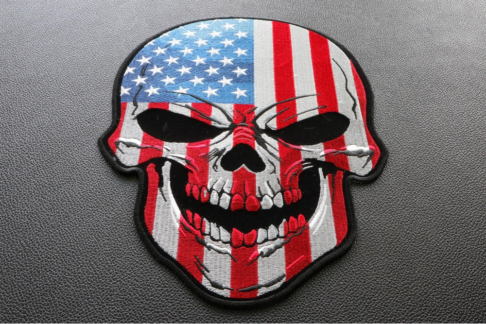 American Flag Skull Patch, Large Skull Patches for Biker Jackets by ...