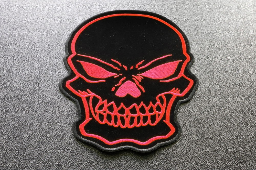 Large Red Skull Patch for Back of Motorcycle Jackets by Ivamis Patches