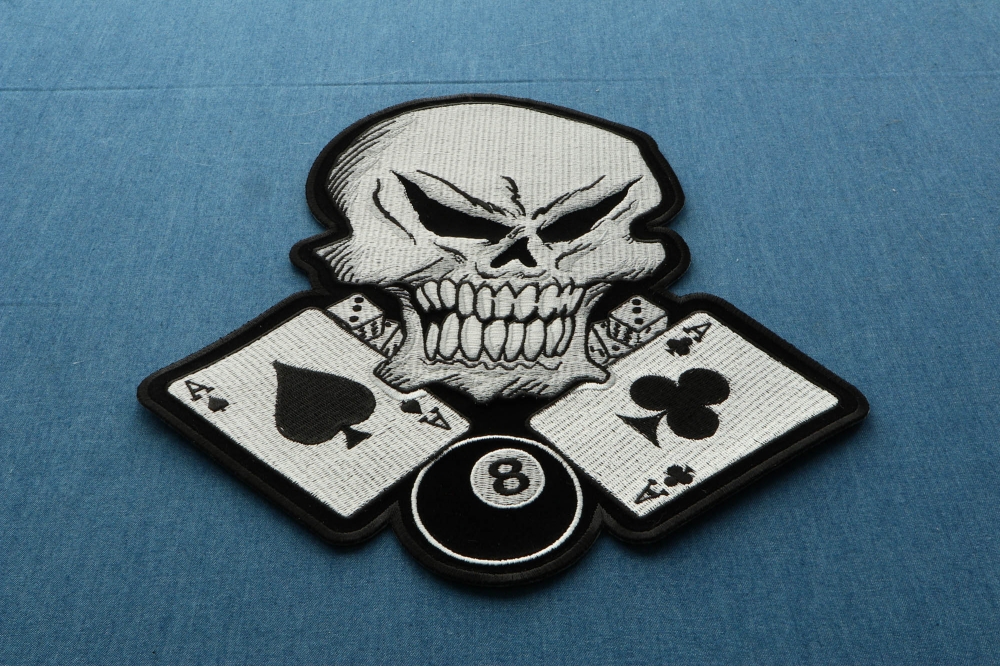 Large Skull Patch for Back of Jackets with Aces by Ivamis Patches