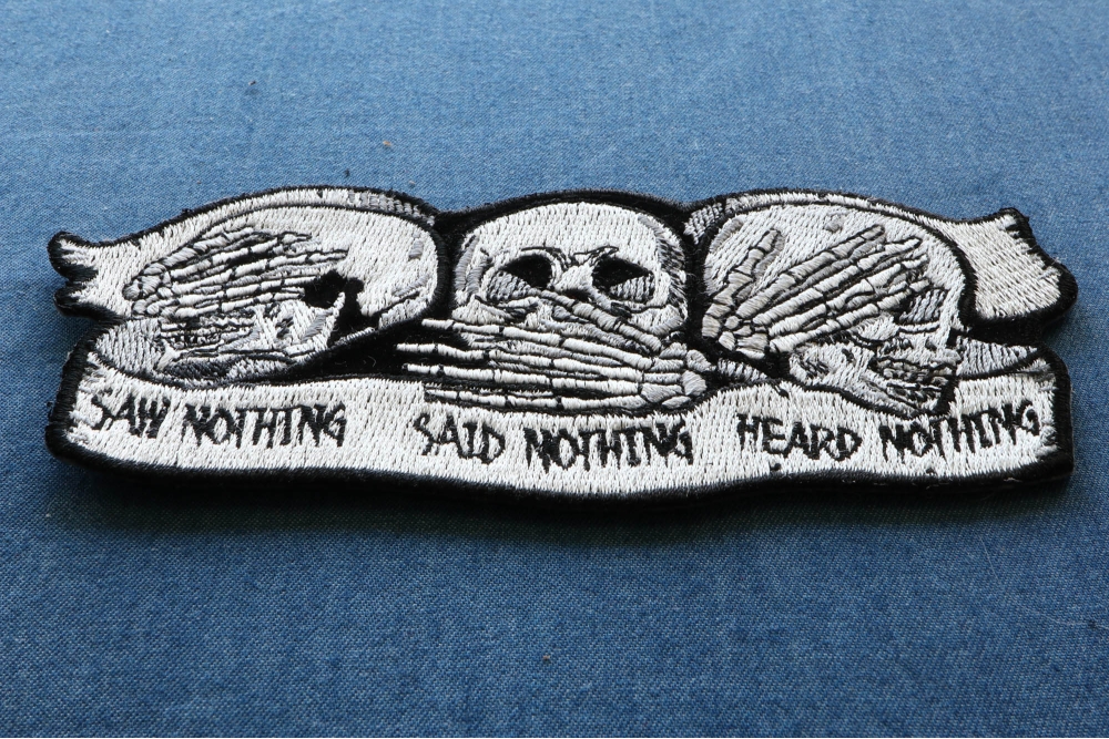 Heard Nothing Saw Nothing Said Nothing Skulls Patch, Biker Skull ...