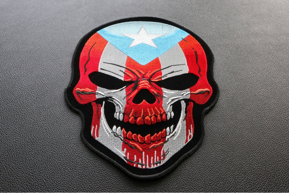Puerto Rico Flag Skull Patch, Large Skull Patches by Ivamis Patches