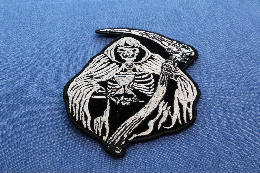 Reaper Skull Patch, Biker Skull Patches by Ivamis Patches