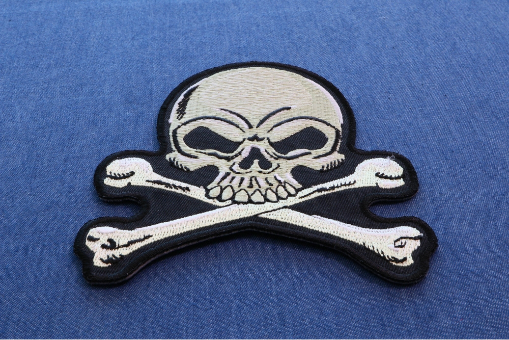Skull and Crossbones Patch, Biker Skull Patches by Ivamis Patches