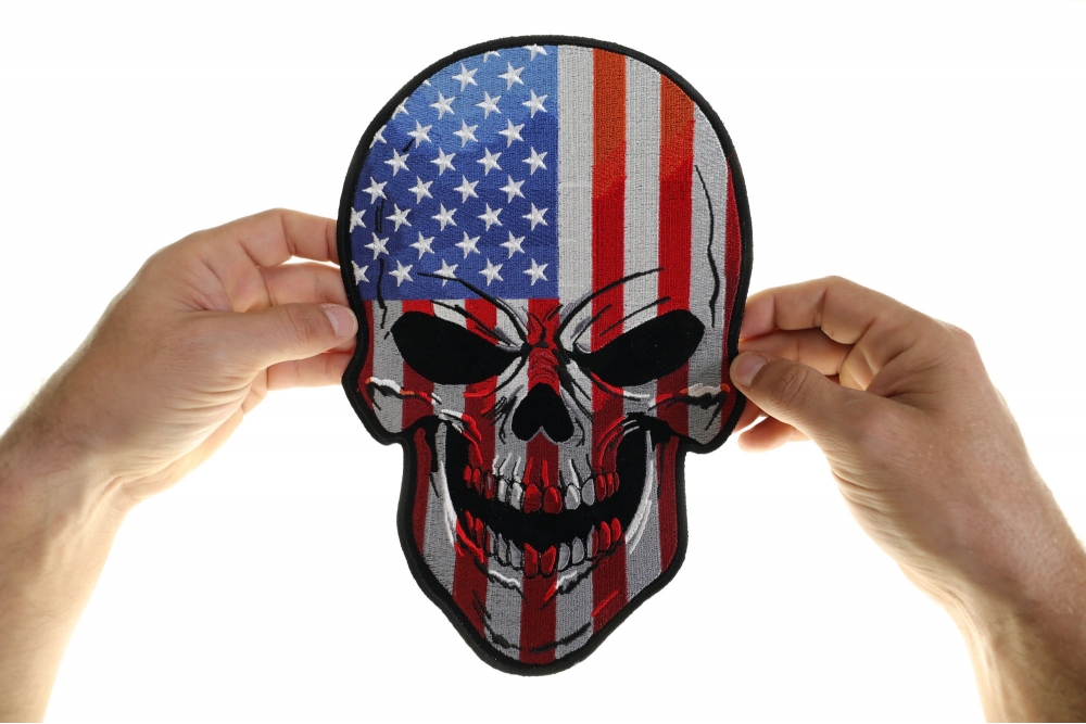 American Flag Skull Patch, Large Skull Patches for Biker Jackets by ...
