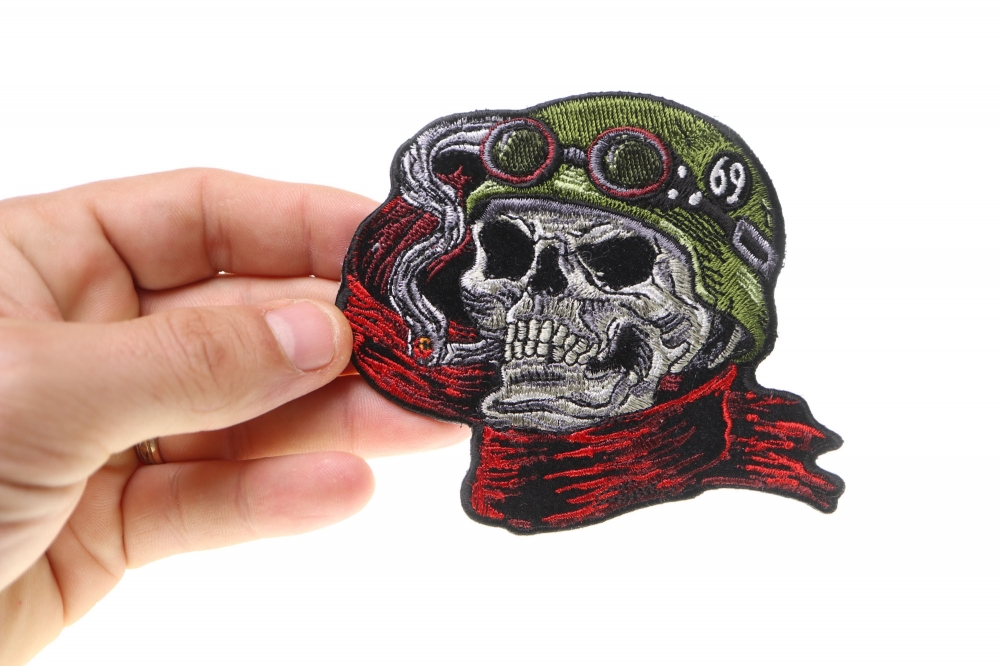 Cigar Skull Motorcycle Rider Patch, Biker Skull Patches by Ivamis Patches
