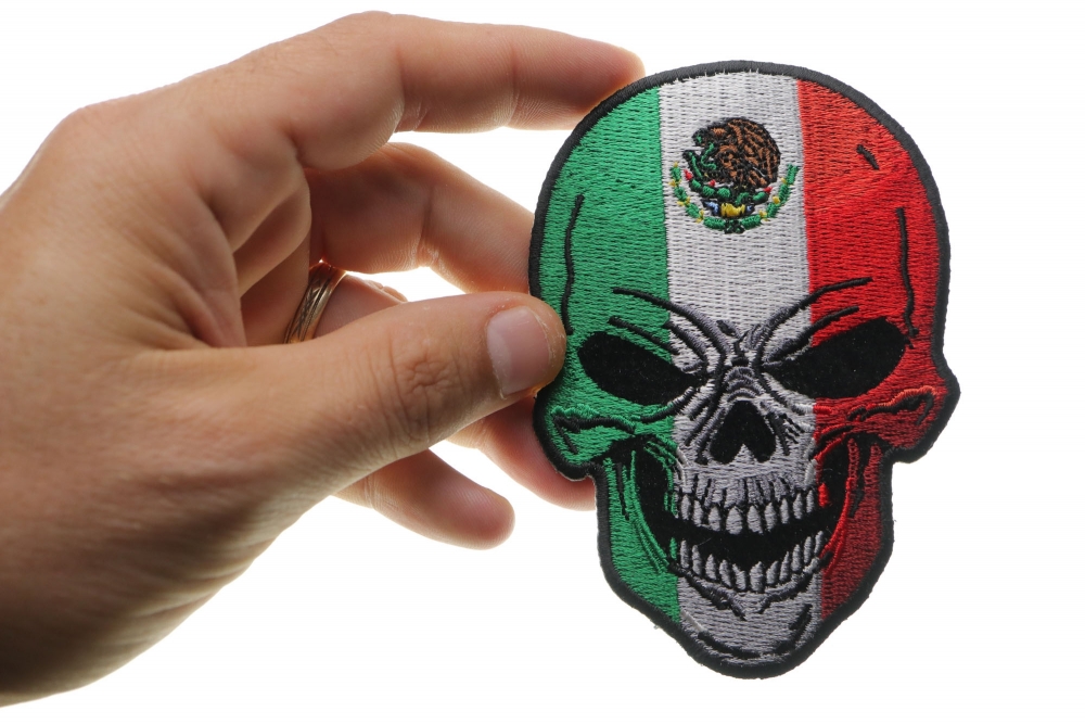 Mexico Flag Skull Patch for Sewing or Ironing on to Clothes by Ivamis ...