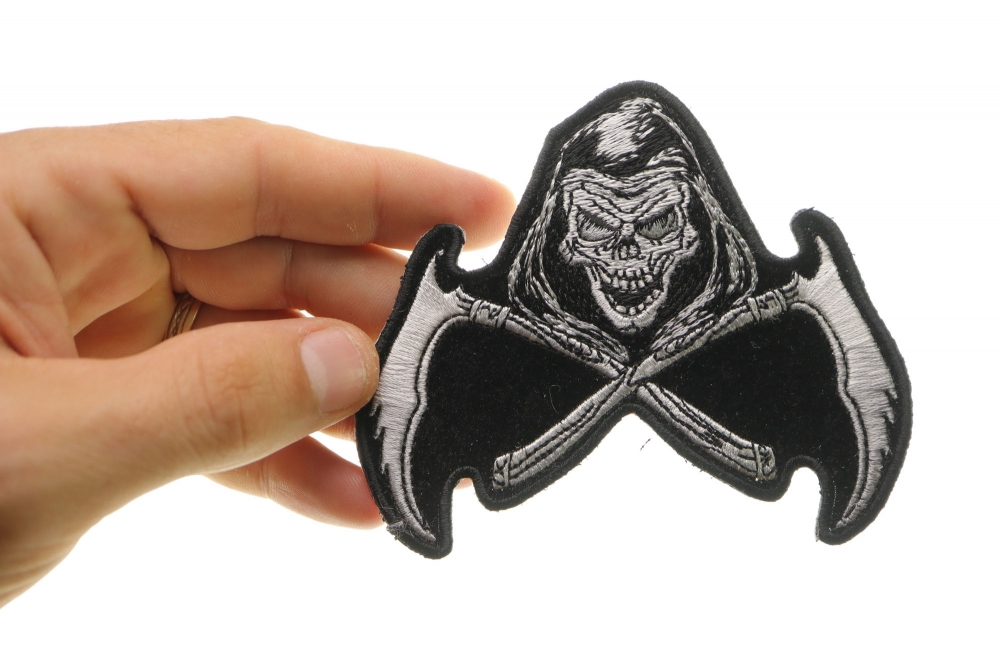 Reaper Skull Scythe Patch, Biker Skull Patches by Ivamis Patches