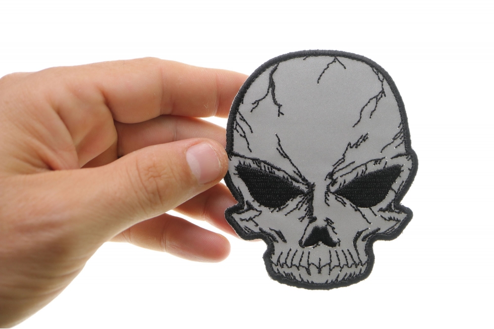 Reflective Small Cracked Skull Patch | Embroidered Patches by Ivamis ...