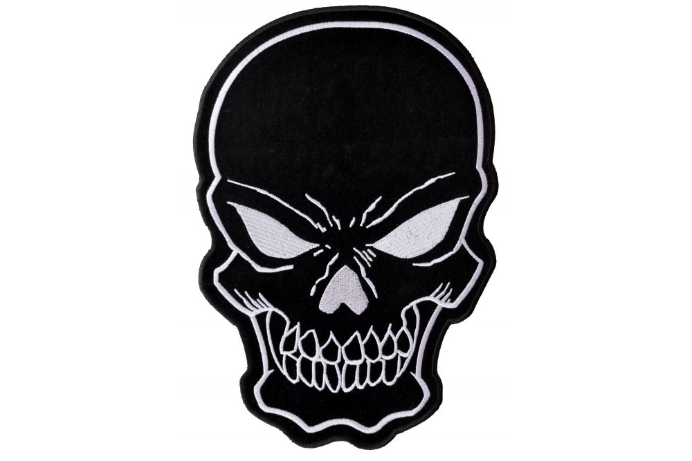 Large Black Skull Patch for Back of Motorcycle Jackets by Ivamis Patches