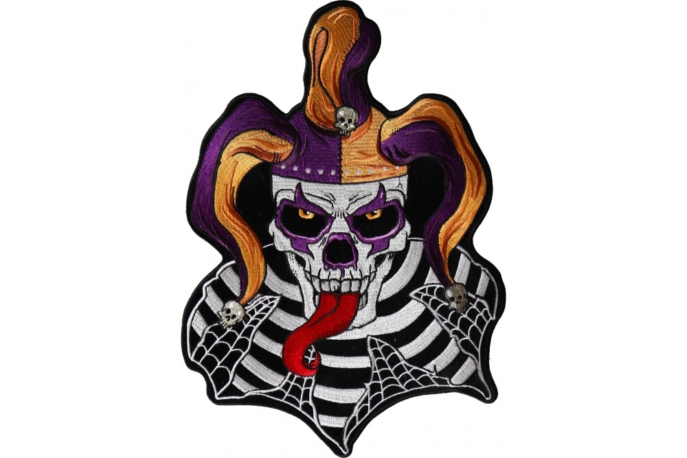 Large Jester Skull with Tongue Patch in Purple and Yellow by Ivamis Patches