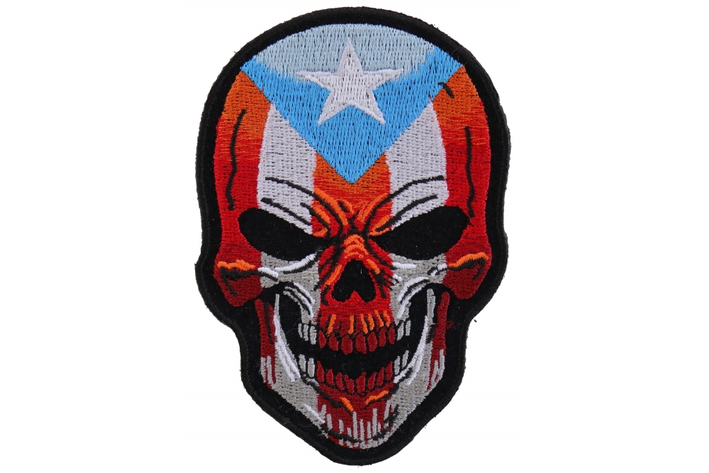 Puerto Rican Flag Skull Patch, Skull Patches by Ivamis Patches