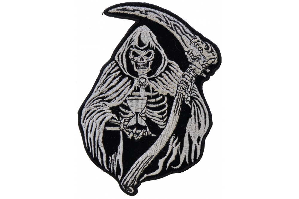 Sand Clock Reaper Skull Patch, Biker Skull Patches by Ivamis Patches
