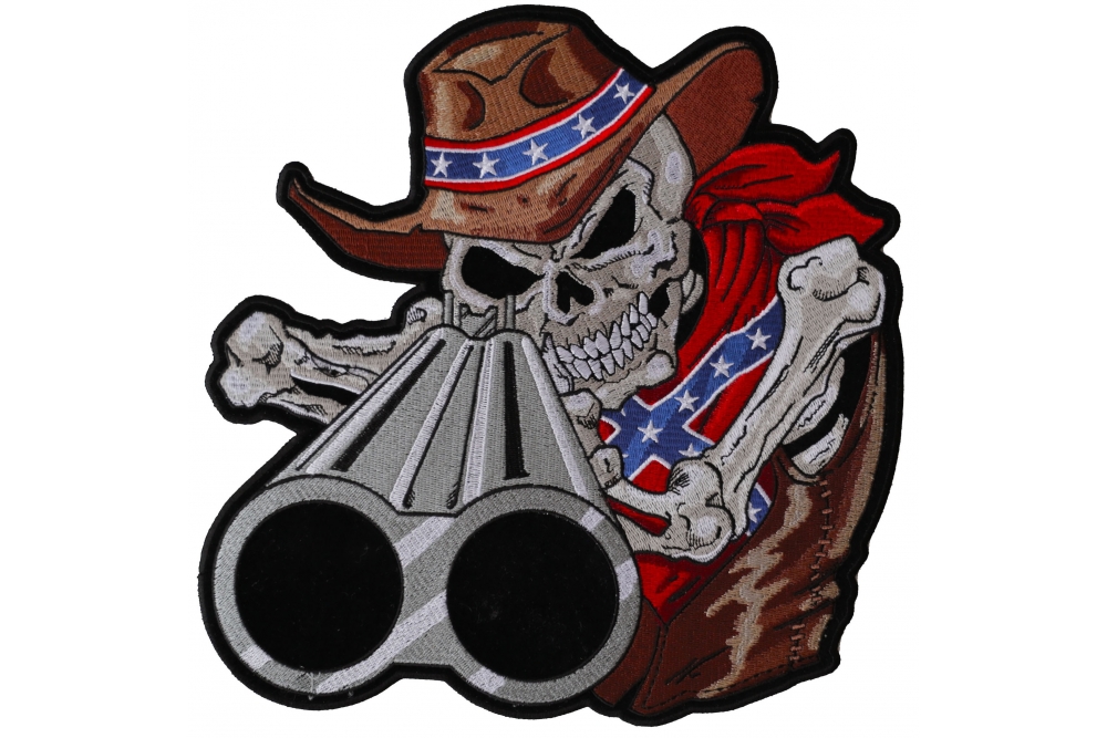 Large Rebel Cowboy Skull Patch for Motorcycle Jackets by Ivamis Patches