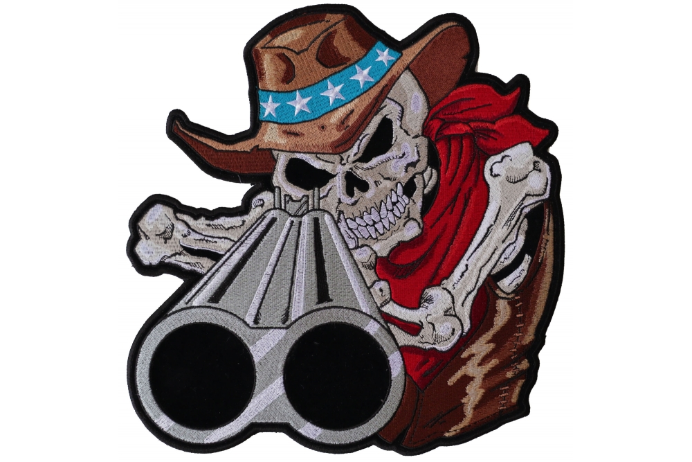 Large Skull Patch for Jackets - Cowboy with Shotgun by Ivamis Patches