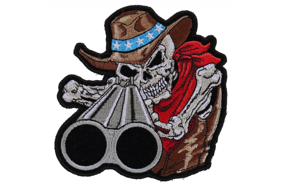 Shotgun Skull Cowboy Patch, Biker Skull Patches by Ivamis Patches
