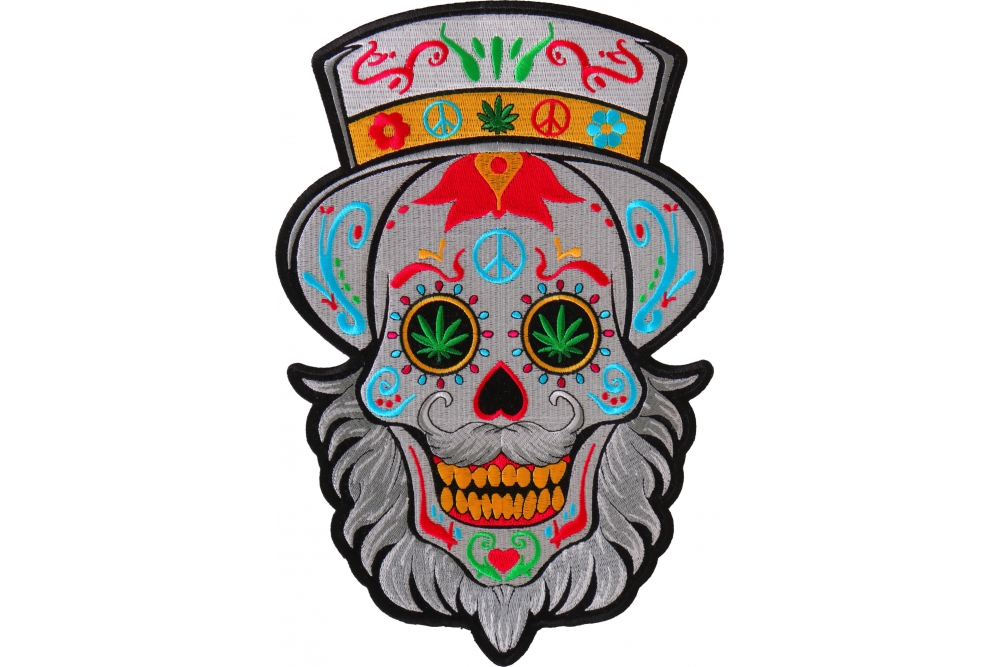 Large Sugar Skull Patch for Back of Biker Vests by Ivamis Patches