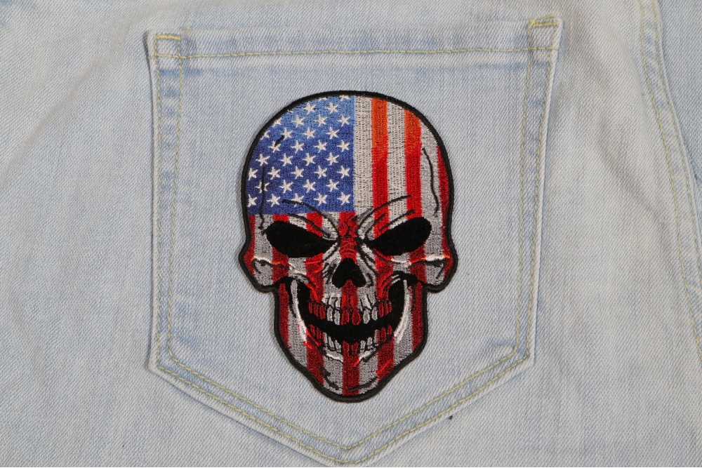 American Flag Skull Patch, Skull Patches by Ivamis Patches