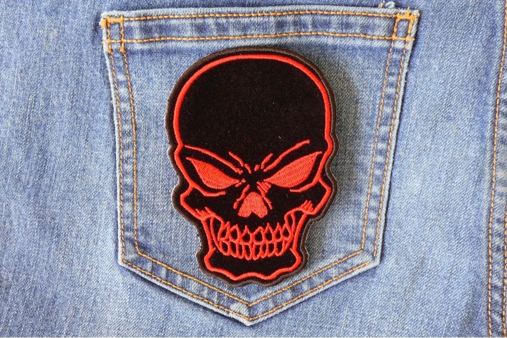 Red Skull Patch, Biker Skull Patches by Ivamis Patches