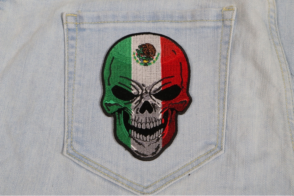 Mexico Flag Skull Patch for Sewing or Ironing on to Clothes by Ivamis ...