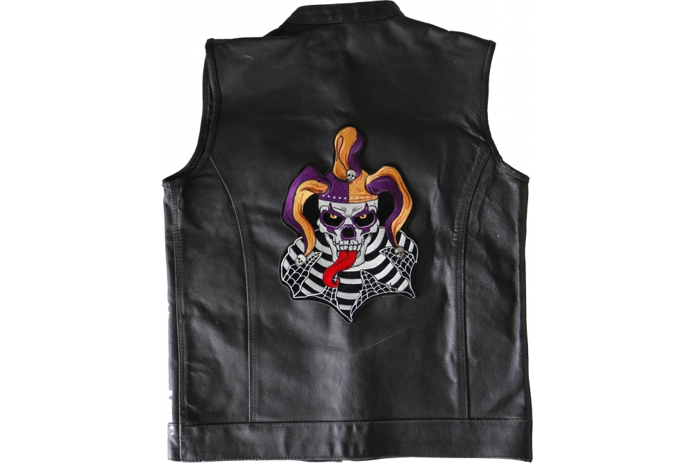 Large Jester Skull with Tongue Patch in Purple and Yellow by Ivamis Patches