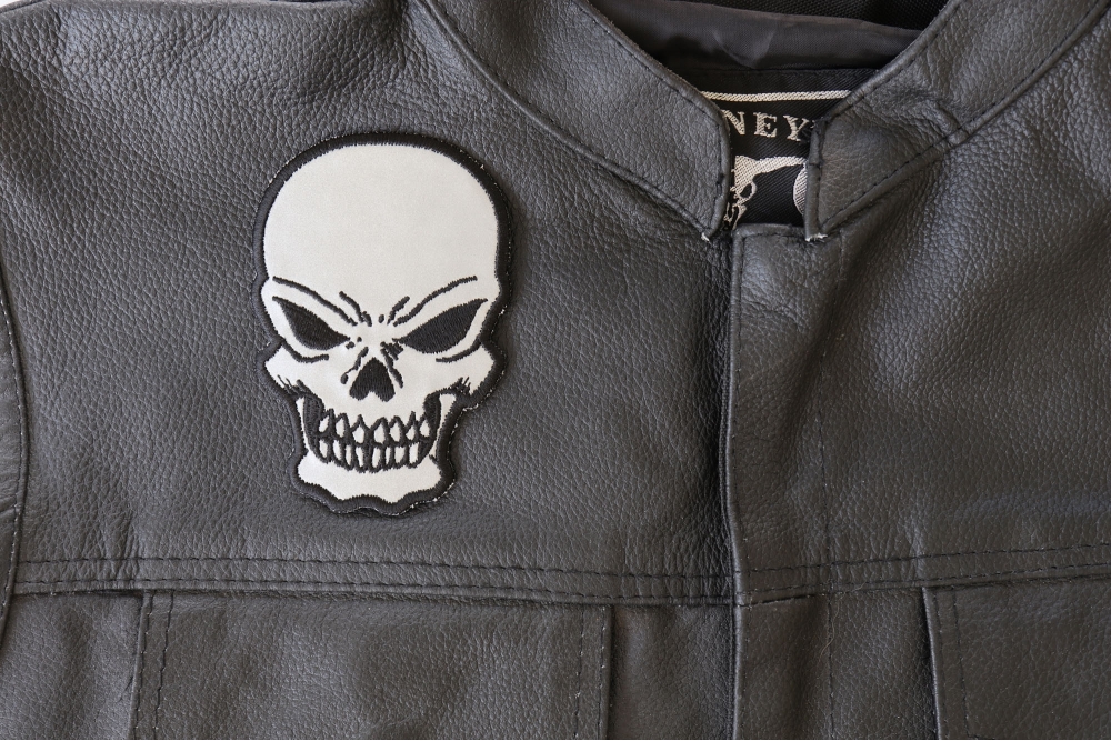 Reflective Skull Patch, Biker Skull Patches by Ivamis Patches