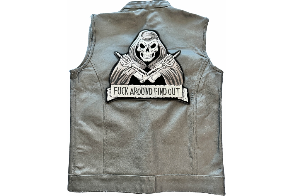 Skull Reaper Fuck Around Find Out Patch, Large Skull Patches for Biker ...